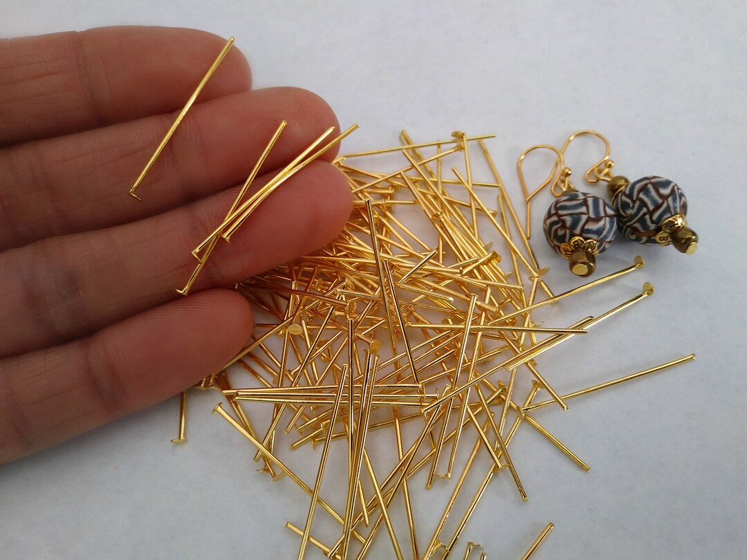 500/ 250/100/ or 50 Pieces Golden Color Head Pins for Jewelry Making ...