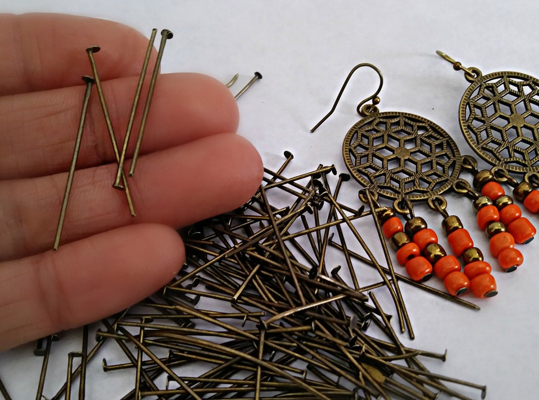 50/100 Pieces Bronze Color Head Pins for Jewelry Making/ Bronze Head ...