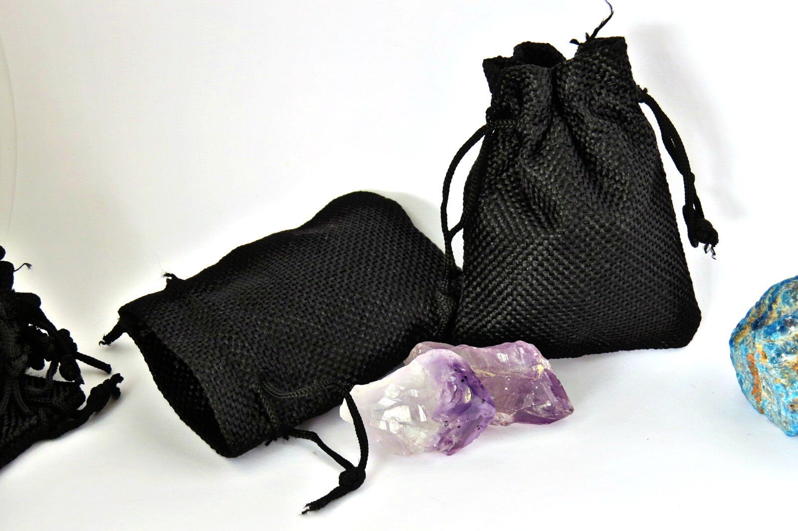 Large and Small Black Burlap Pouches/ Burlap Gift Bags/ Black | Etsy