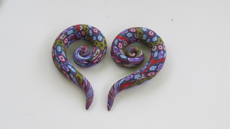 Ear plugs homemade ear plugs Earring gauges Millefiori ear | Etsy