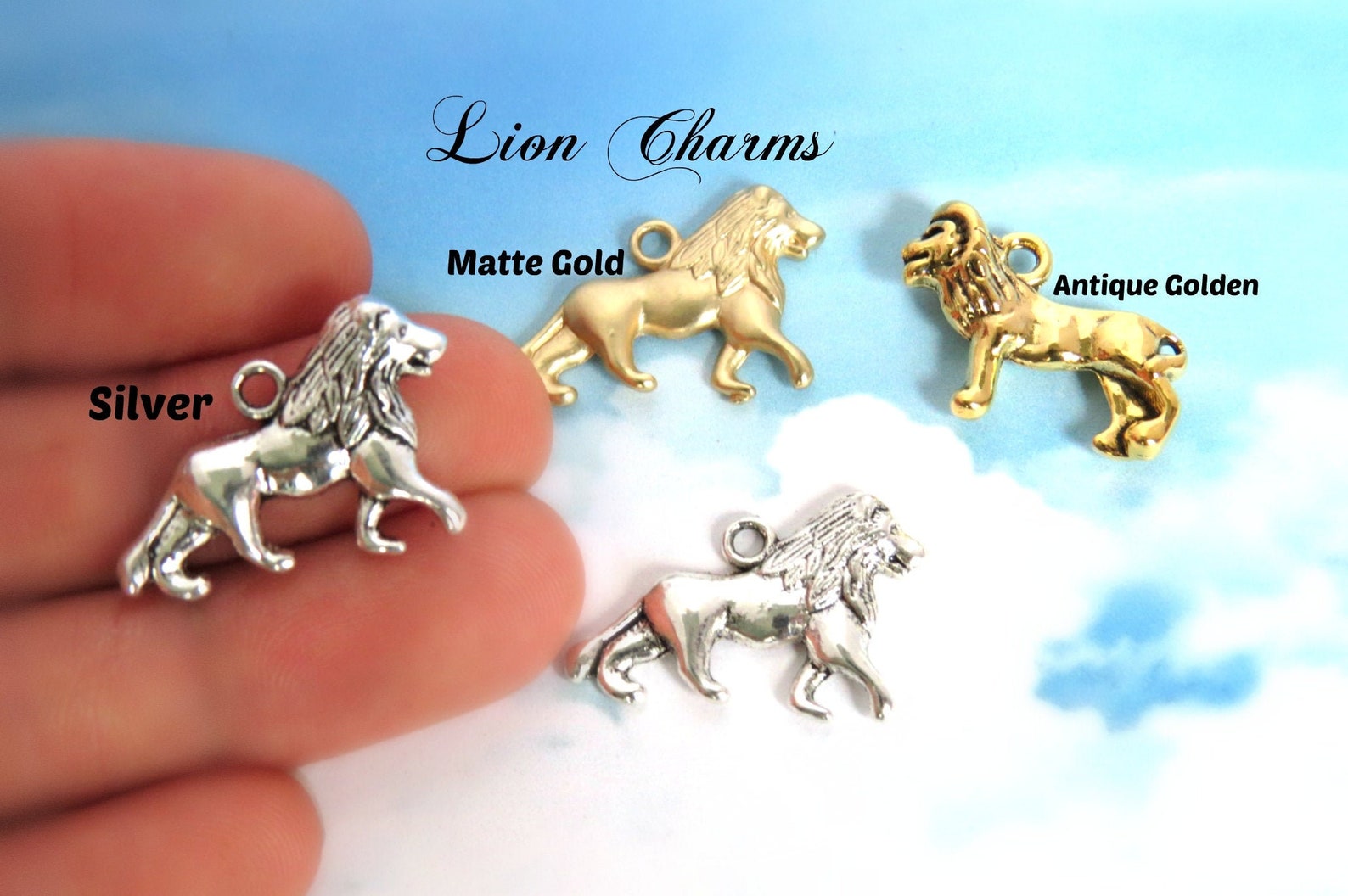 10 to 50 Lion Pendant Charm/ Animal Charms/ Lions Charm/ Gold - Etsy
