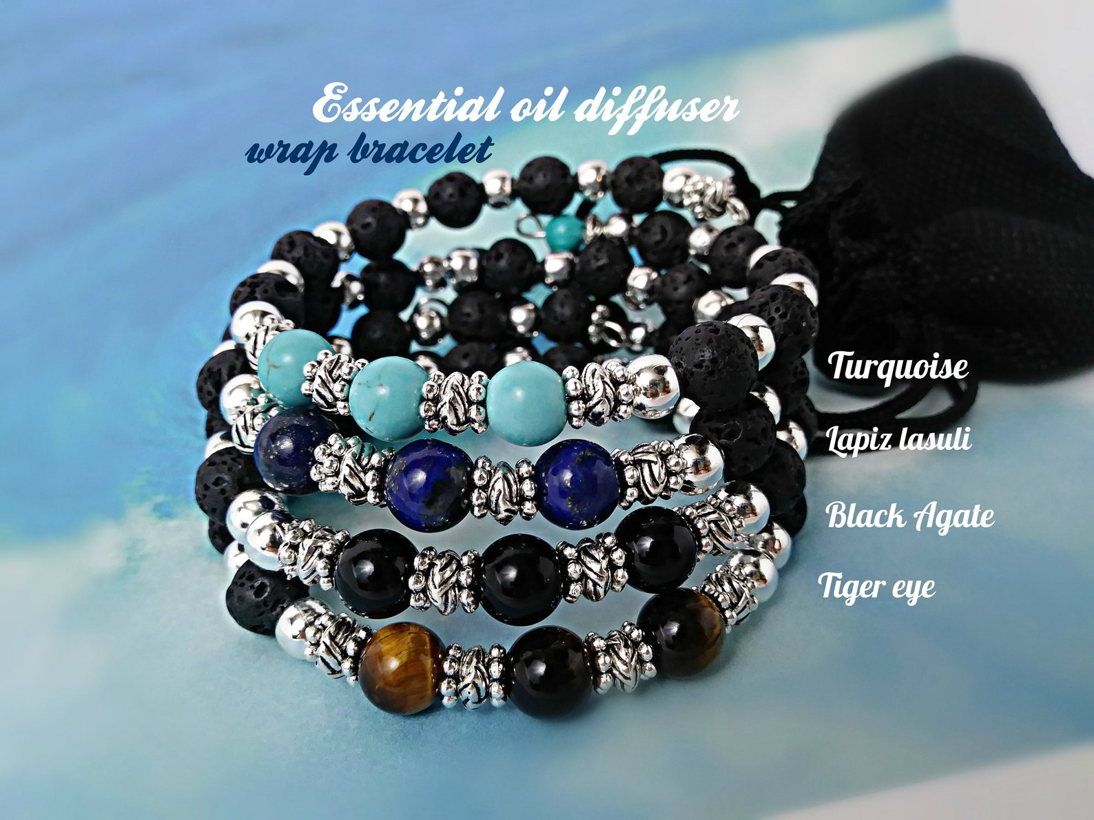 Essential Oil Diffuser Bracelet/ Turquoise Wrap Bracelet/ - Etsy