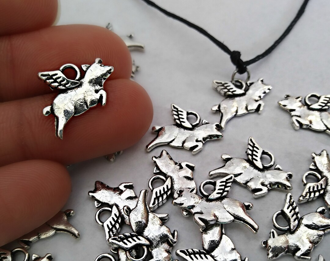 10/50/100 Pieces/ Flying Pig Charms/ Tiny Flying Pig Pendant/ Nickel ...