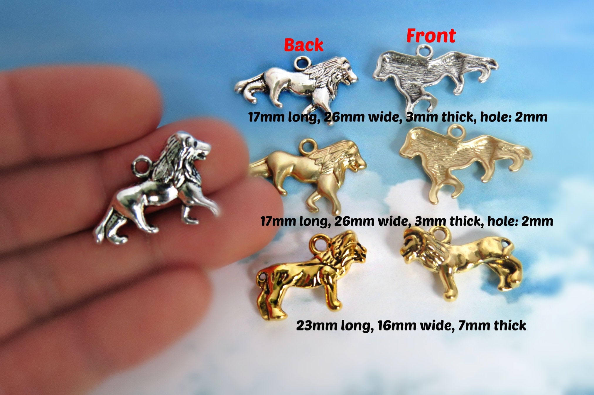 10 to 50 Lion pendant charm/ Animal charms/ Lions charm/ Gold | Etsy