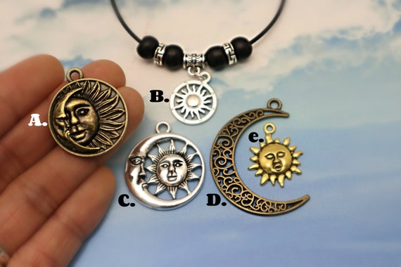 50 or 1 Piece/ Sun and Moon Charms/ Bronze Sun/ Silver Sun & - Etsy