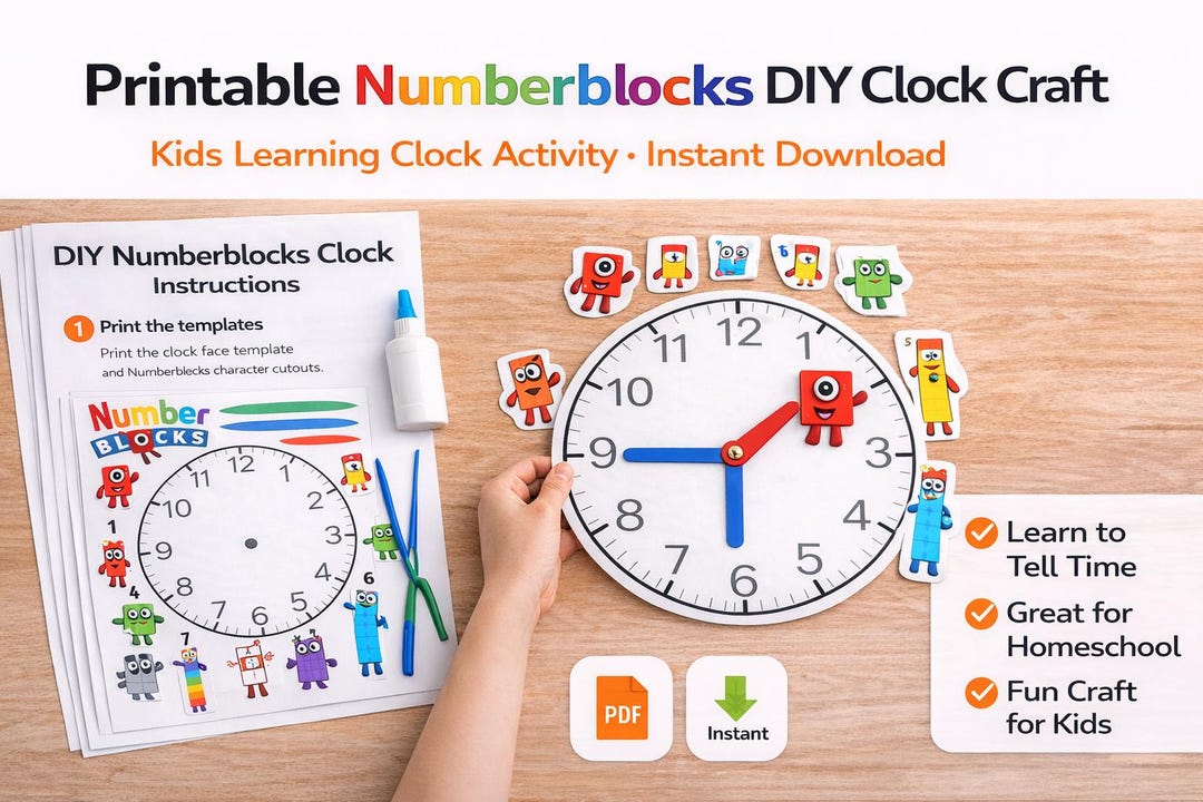 Numberblocks DIY Clock Craft | Kids Learning Activity (PDF Download ...
