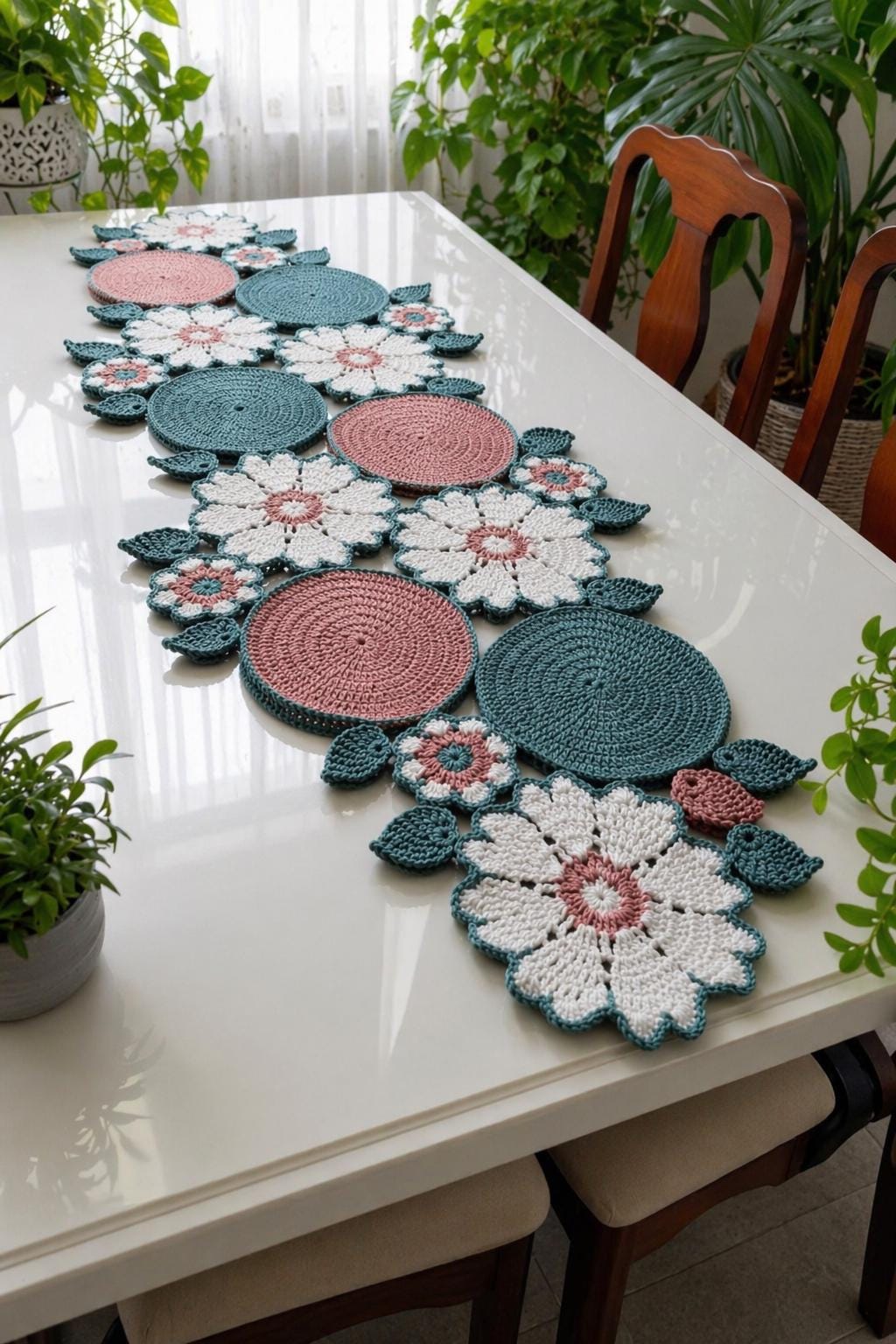 Floral Crochet Table Runner Pattern, Boho Flower Motifs, Step-by-step ...