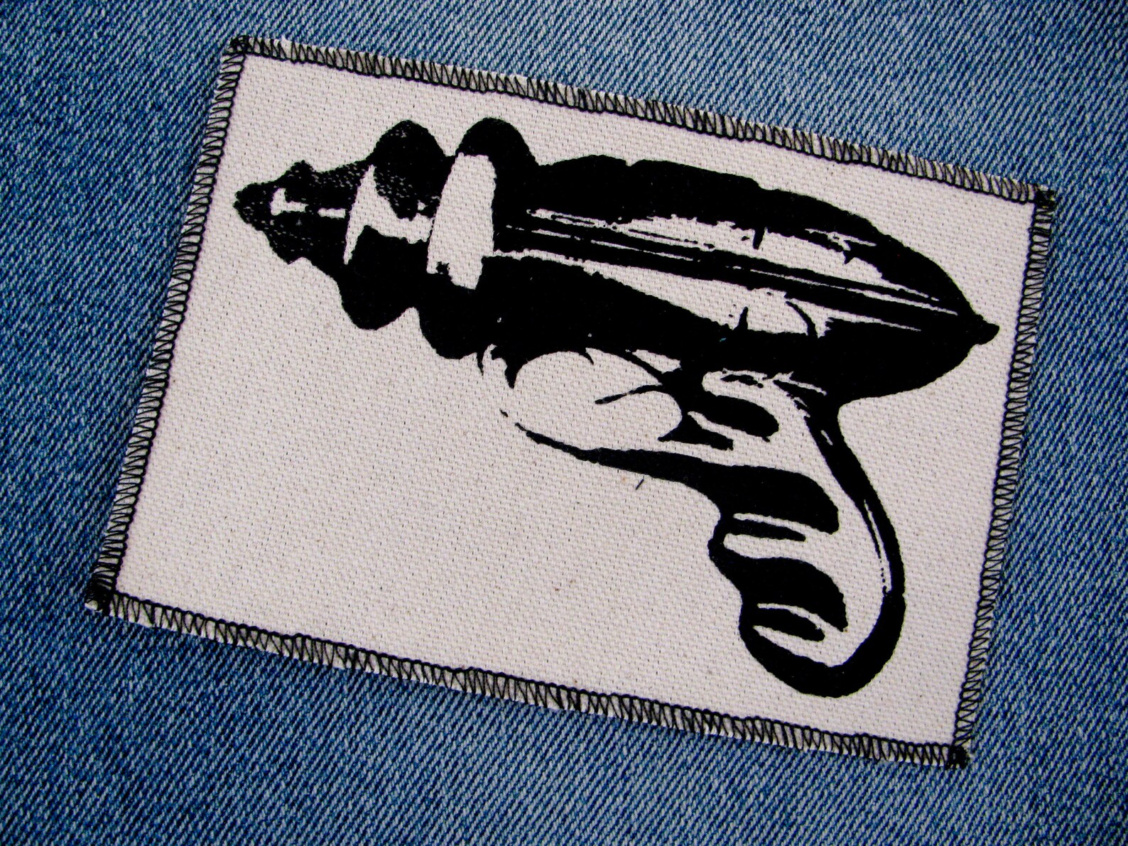 One Ray Gun Canvas Patch, Finished Edge, Hand Printed, Many Colors to ...