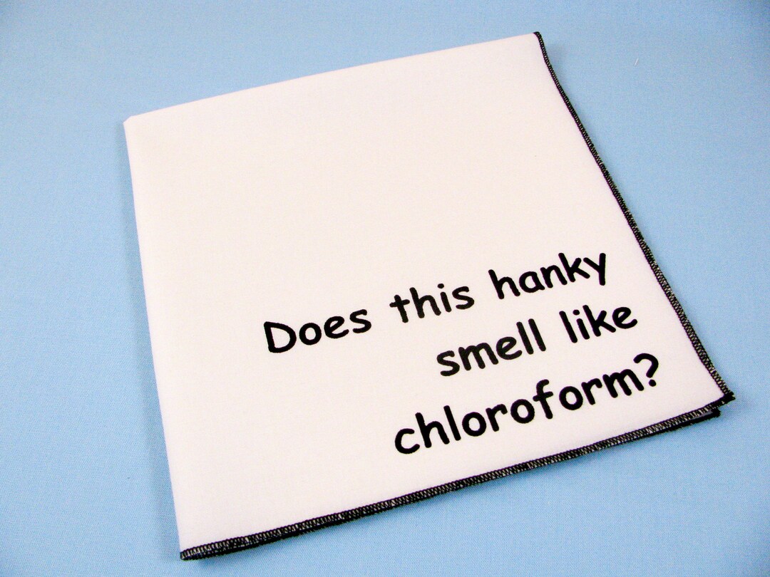 Handkerchief- Mens Cotton Hanky With Hand Printed Comic CHLOROFORM ...