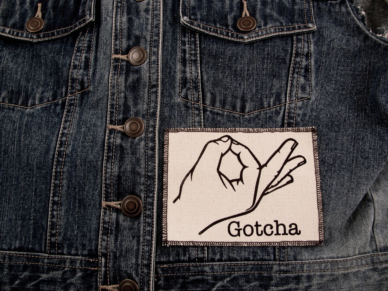 One Gotcha Prank Canvas Patch Finished Edge Any Color You - Etsy