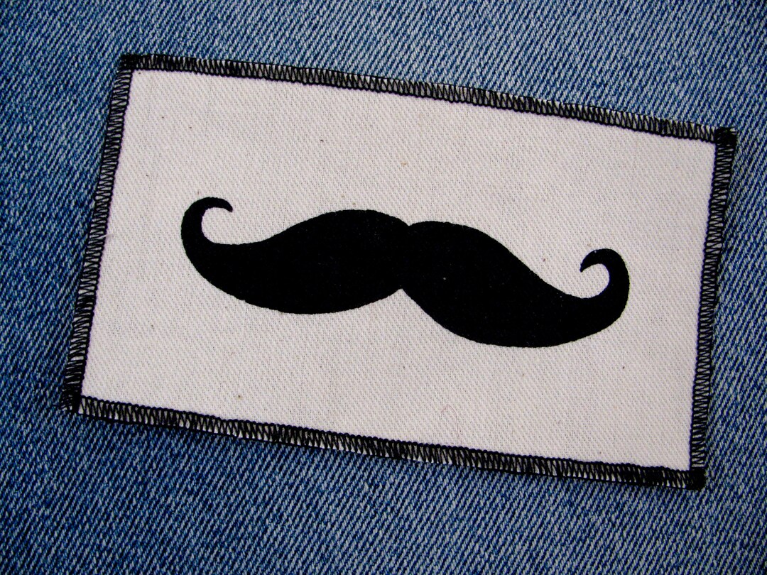 One Mustache Canvas Patch, Finished Edge, Any Color You Choose, FREE ...