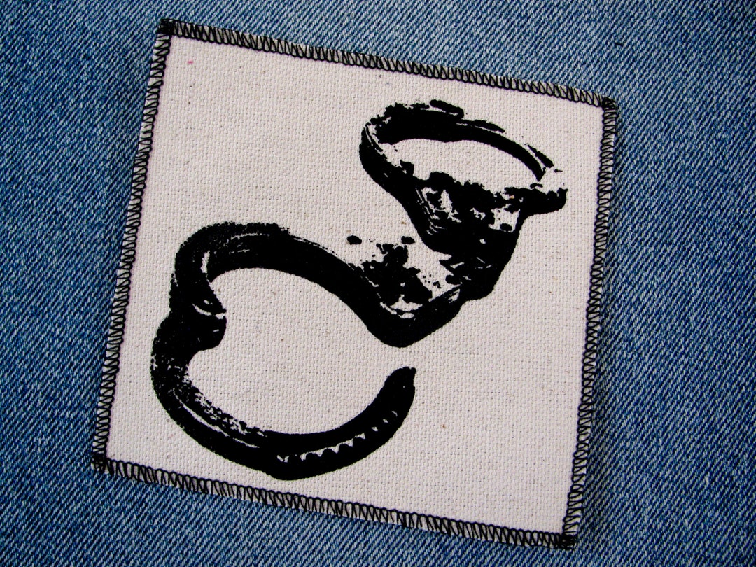 One Handcuffs Canvas Patch, Finished Edge, Hand Printed, Many Colors to ...
