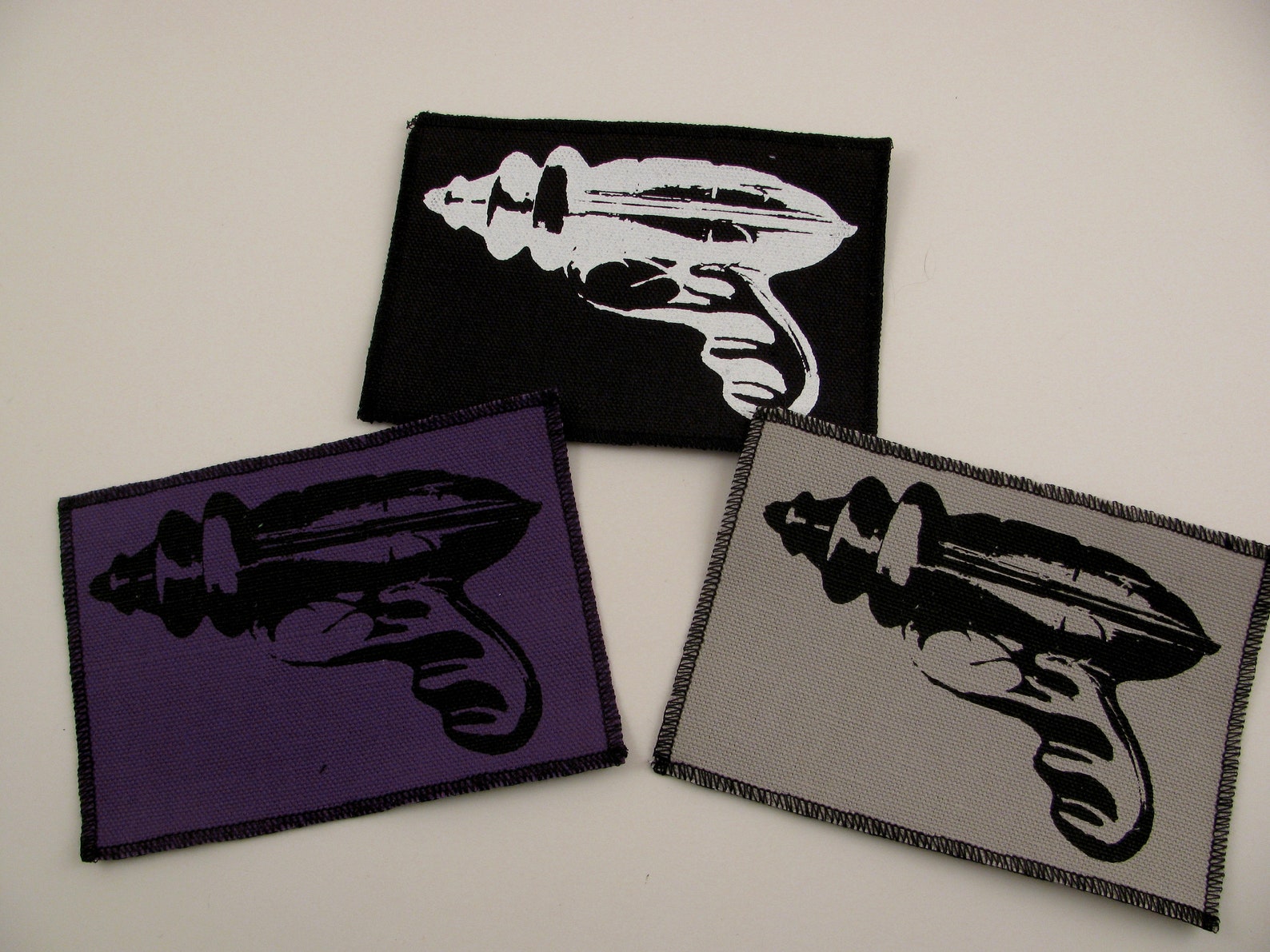 One Ray Gun Canvas Patch, Finished Edge, Hand Printed, Many Colors to ...