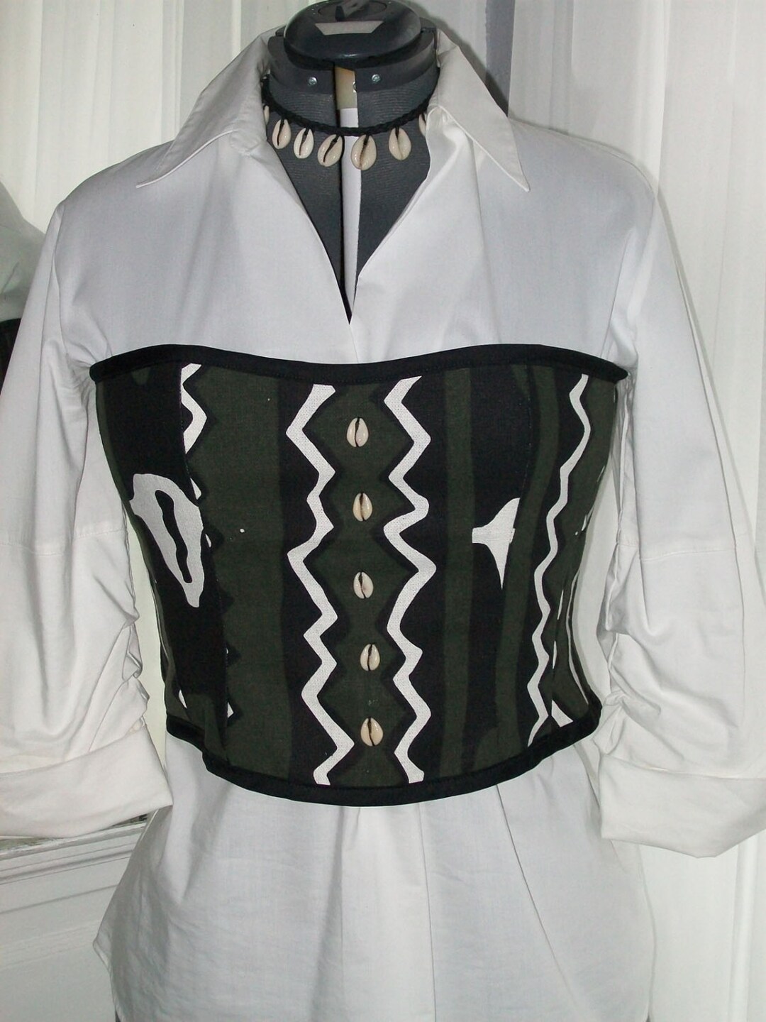 African Mudprint Corset Top *CUSTOM* Cowrie Shell Embellished Ethnic ...