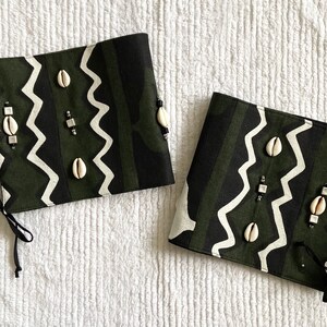 African Mudprint Cowrie Corset Boot Cuffs | Boho Ethnic Boot Covers ...