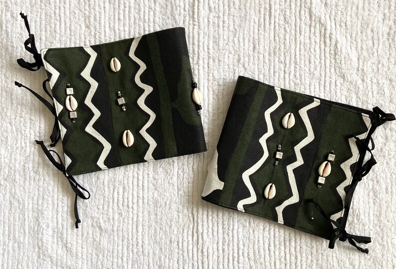 African Mudprint Cowrie Corset Boot Cuffs | Boho Ethnic Boot Covers ...