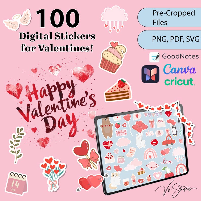 Valentines Digital Sticker Bundle - Etsy