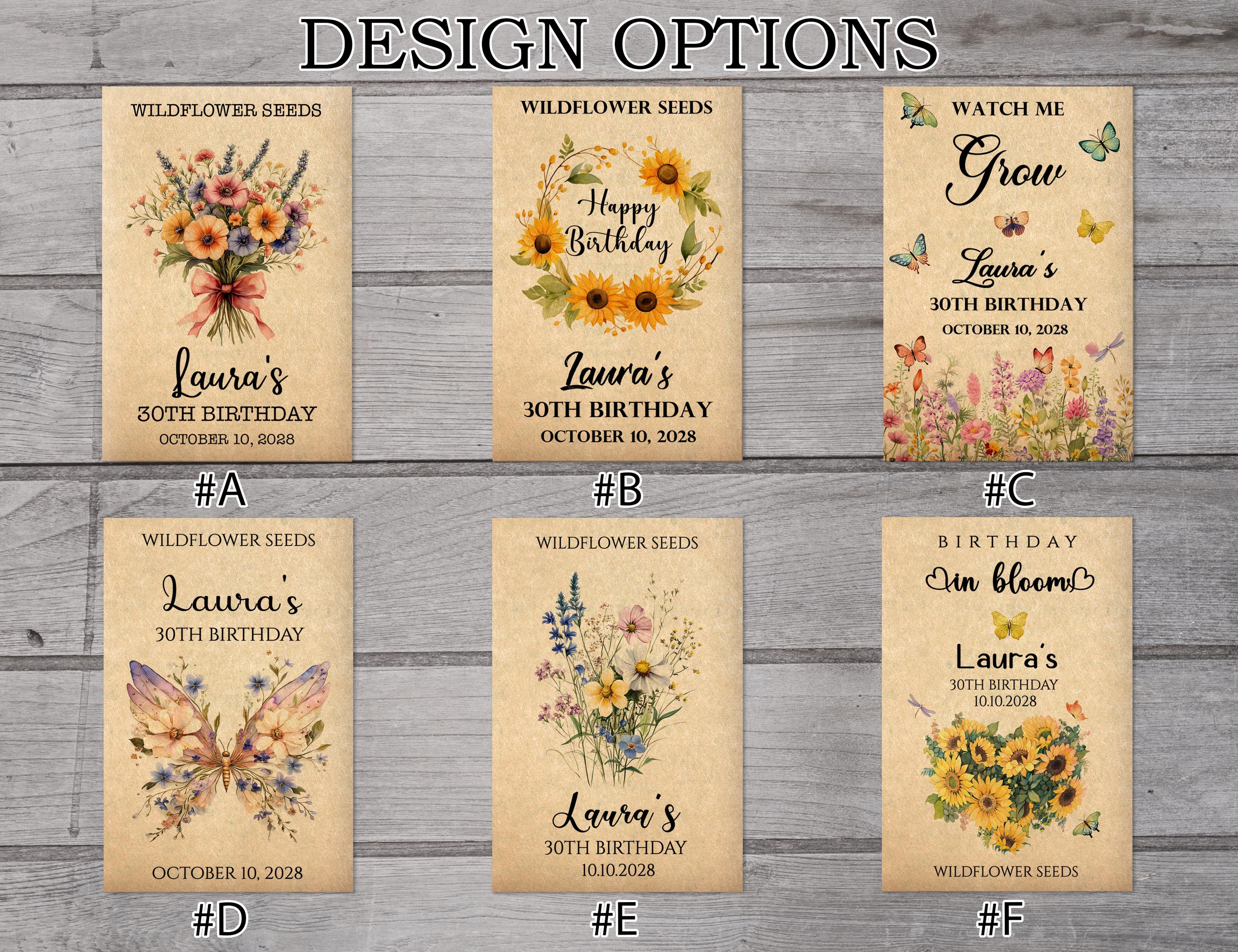 Custom Birthday Seed Packet Favor, 1st Birthday Gifts, Sweet 16 Favors ...