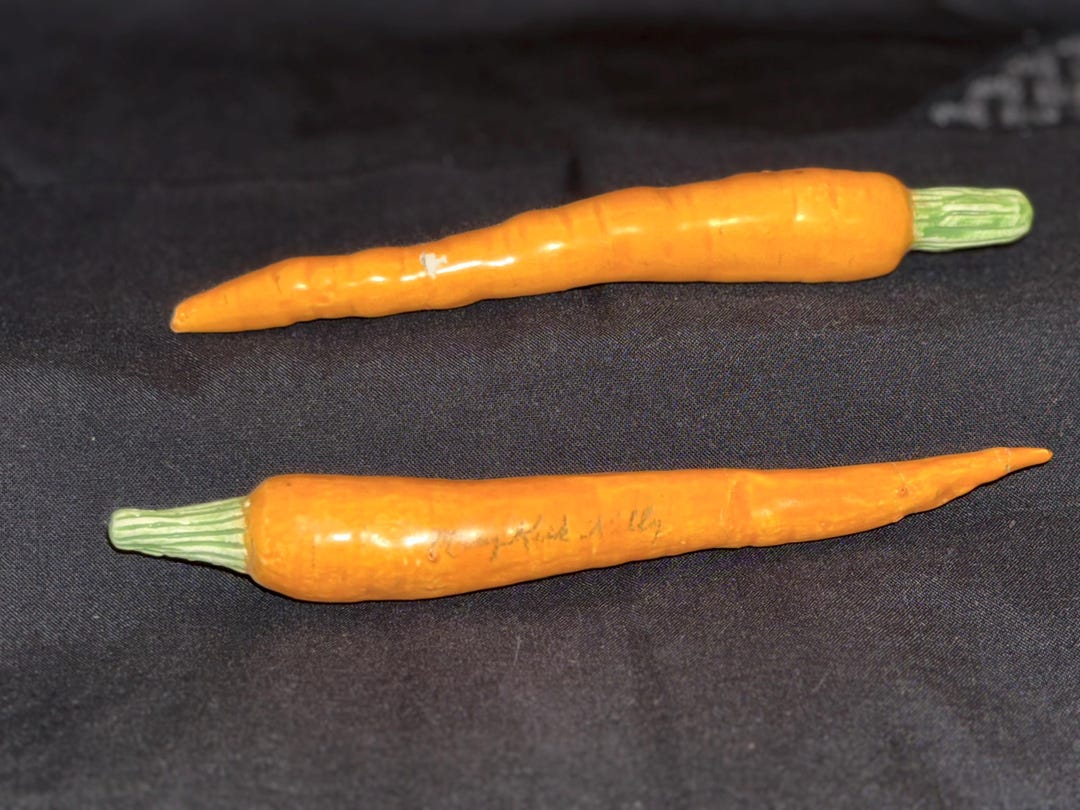 Signed Mary Kirk Kelly Carrot Ceramic Sculpture Vegetable Art SET OF 2 ...