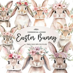 Easter Bunny Clipart Bundle PNG | Traditional Spring Rabbit | Pastel ...