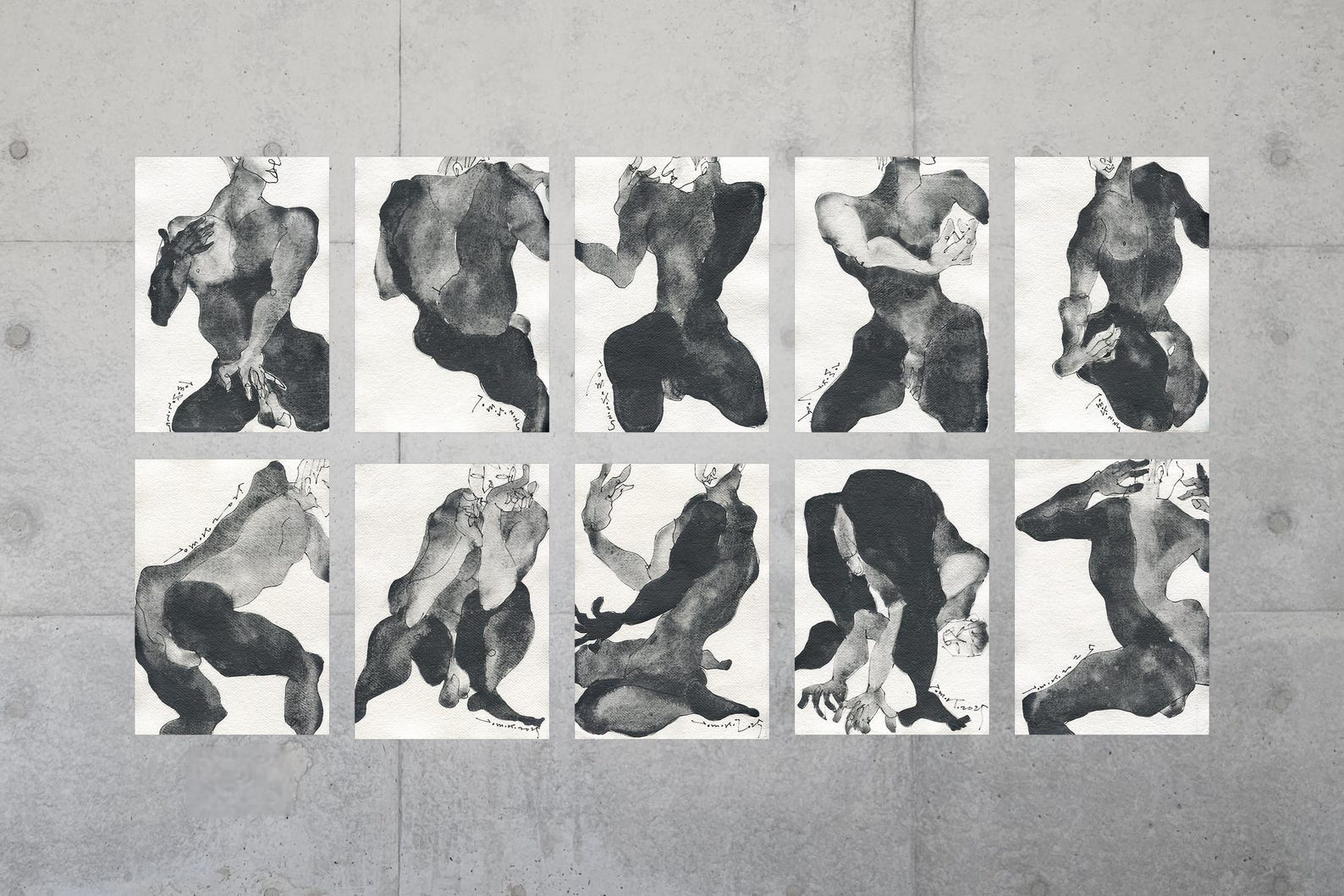 Graphite Watercolor Male Figure Drawing | Printable Digital Wall Art ...