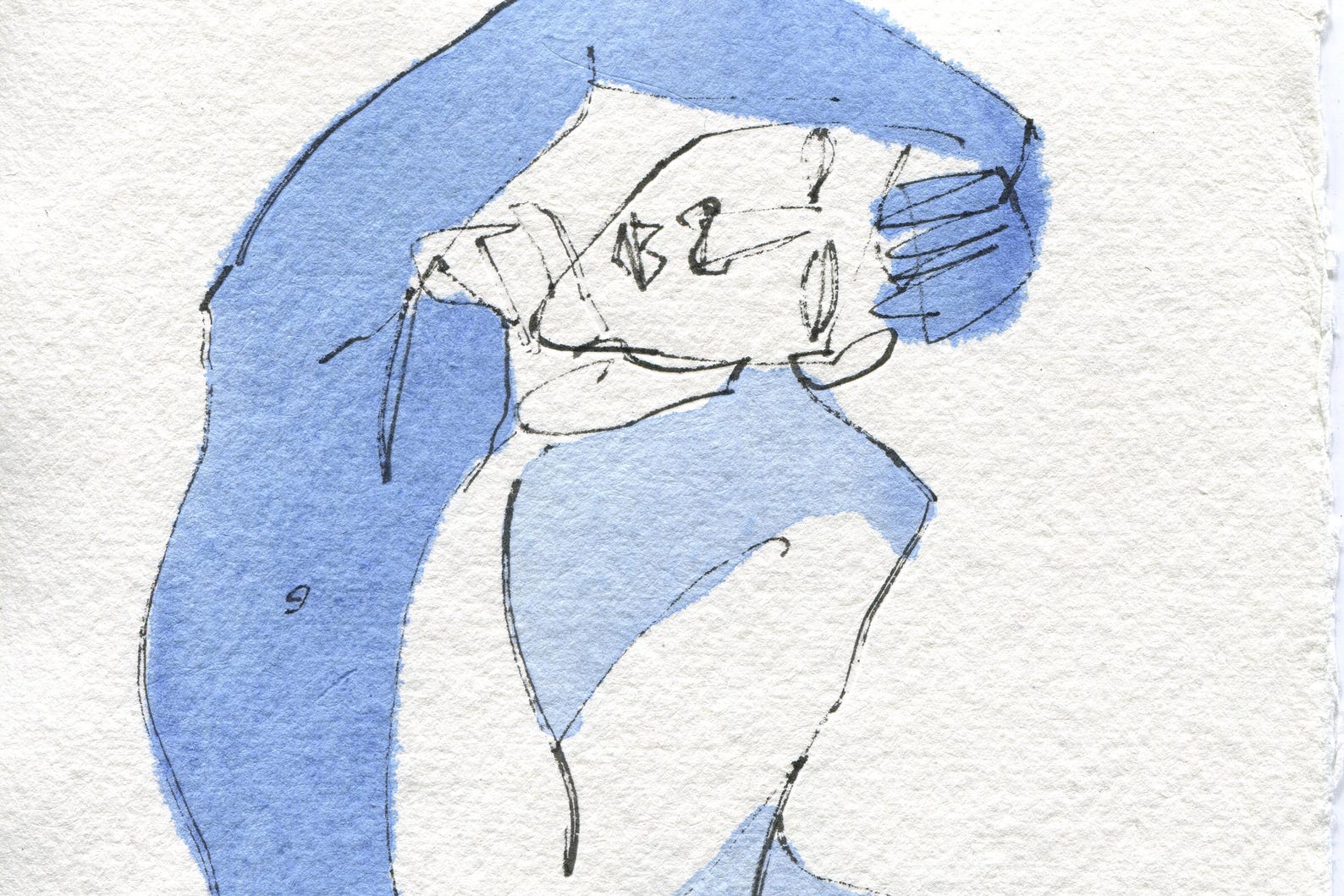 Blue Watercolor Male Figure Drawing | Printable Digital Wall Art - Etsy