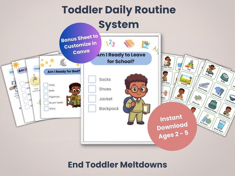 Toddler Routine Chart, Visual Schedule Cards, First Then Board, Daily ...
