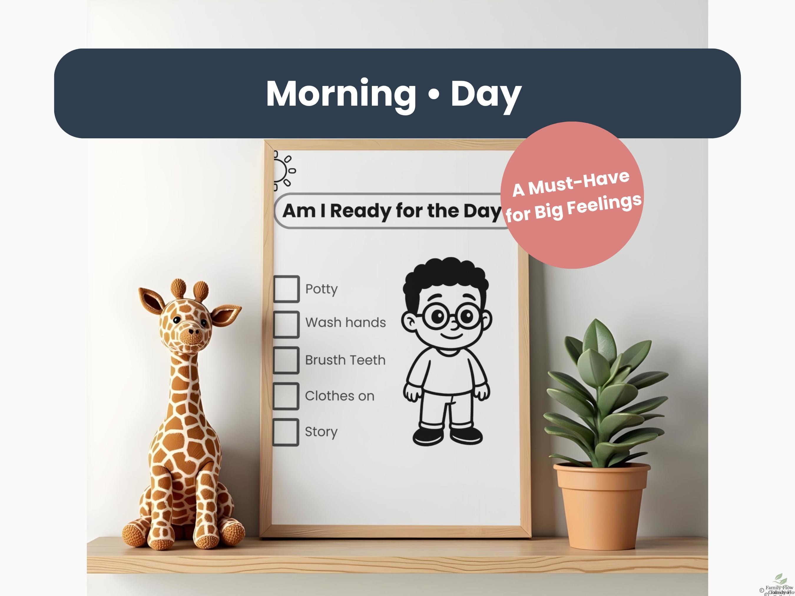Black and White Morning Routine Chart | Printable Kids Schedule ...