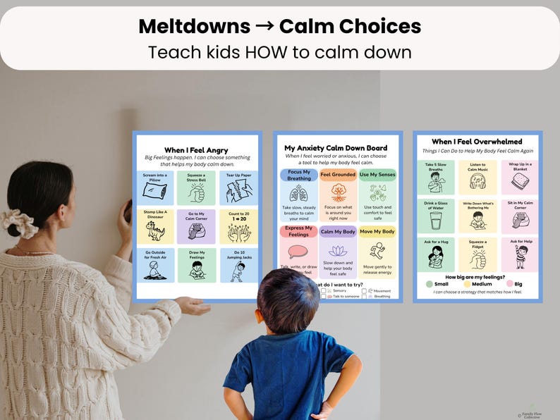 Calm Down Choice Board Bundle for Kids | Anxiety & Anger Coping Skills ...