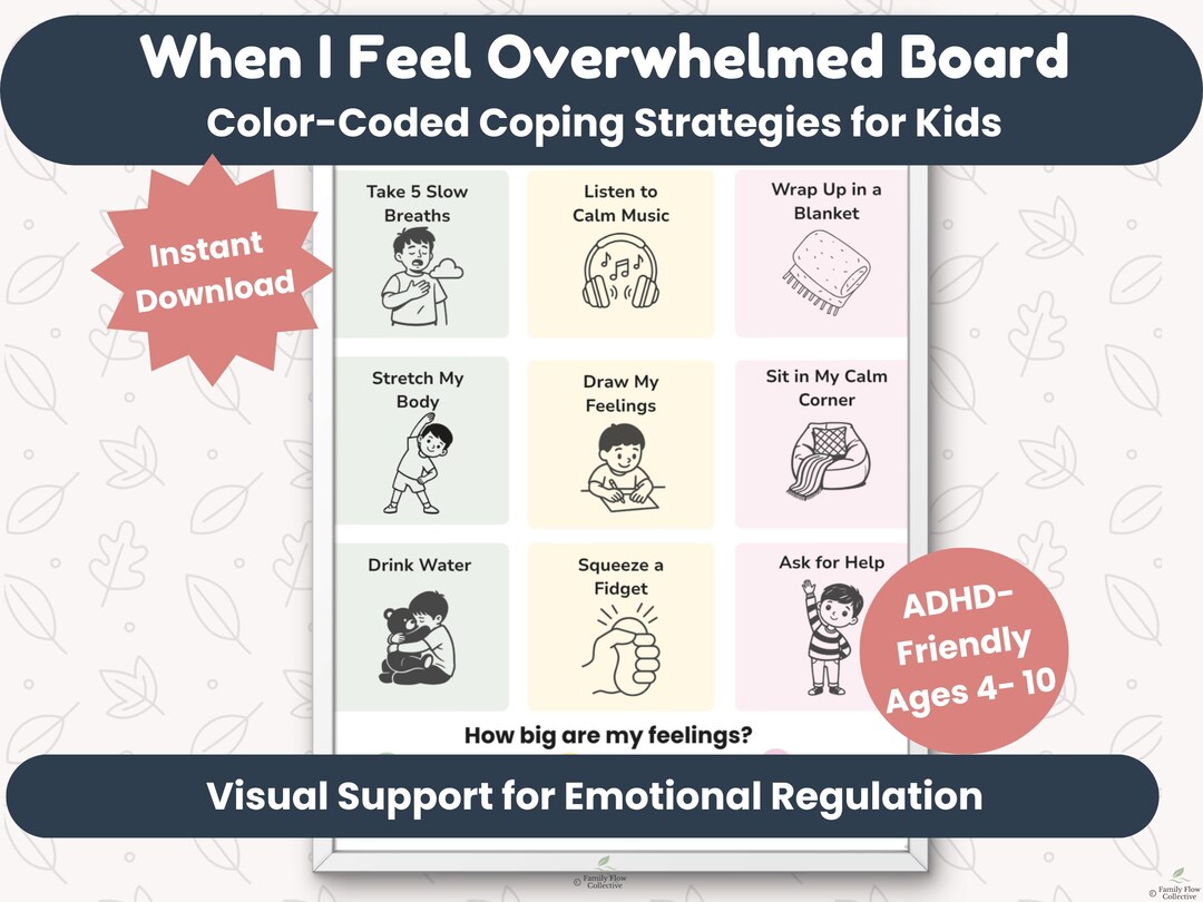 When I Feel Overwhelmed Choice Board for Kids | Calm Down Printable ...