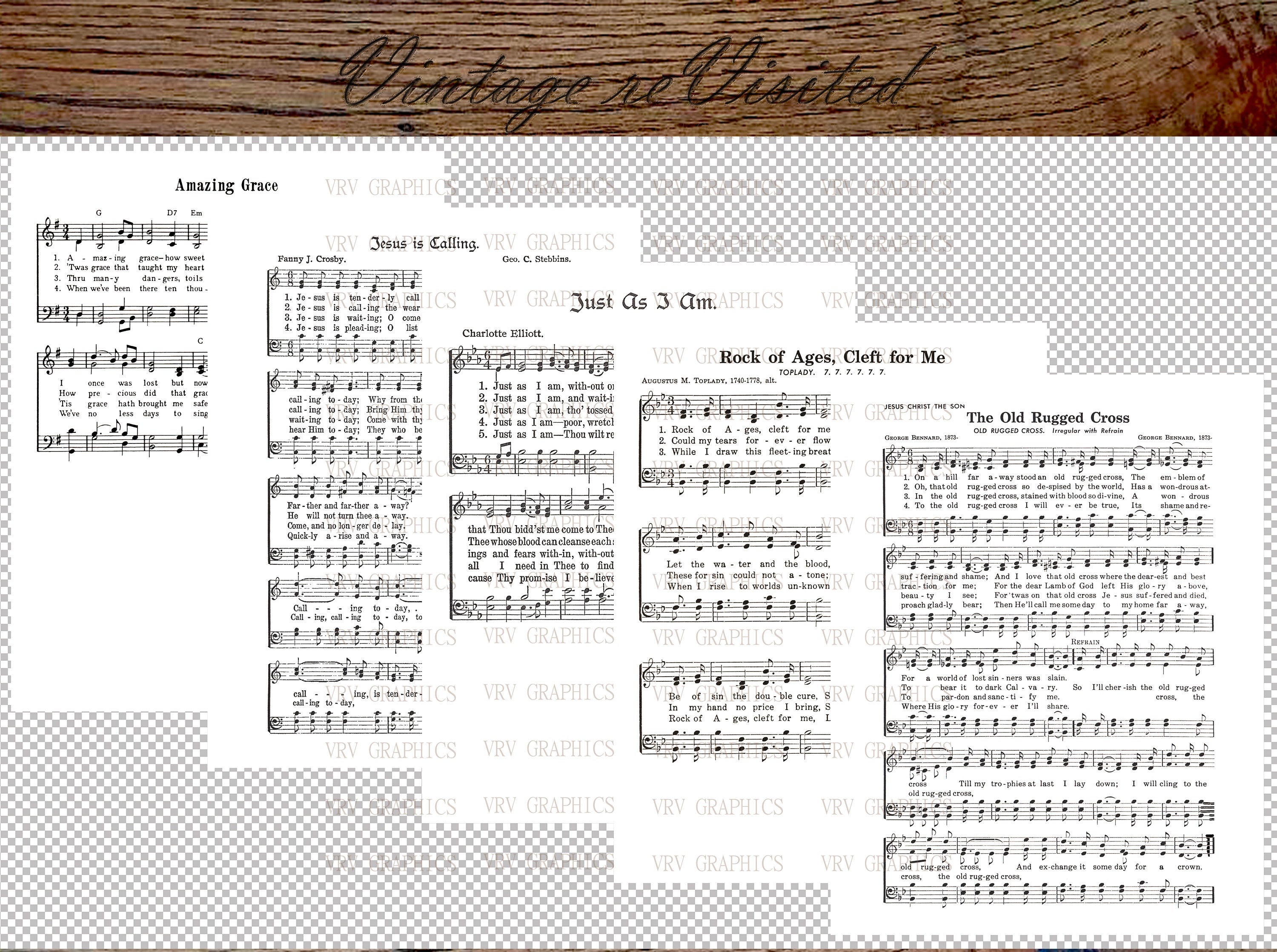 5 Hymnal Hymn JPG PNG Transparent BKGD Christian Vintage Sheet Music ...