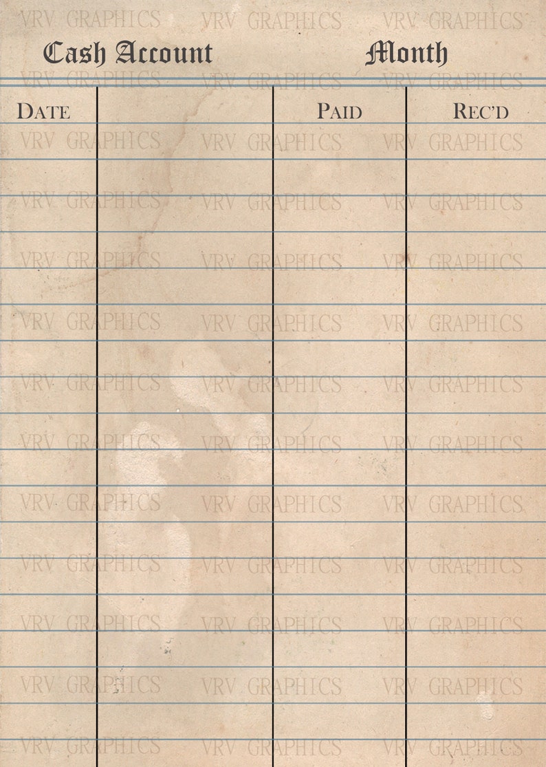Vintage Cash Receipt Page Water Stained Grunge Junk Journaling ...