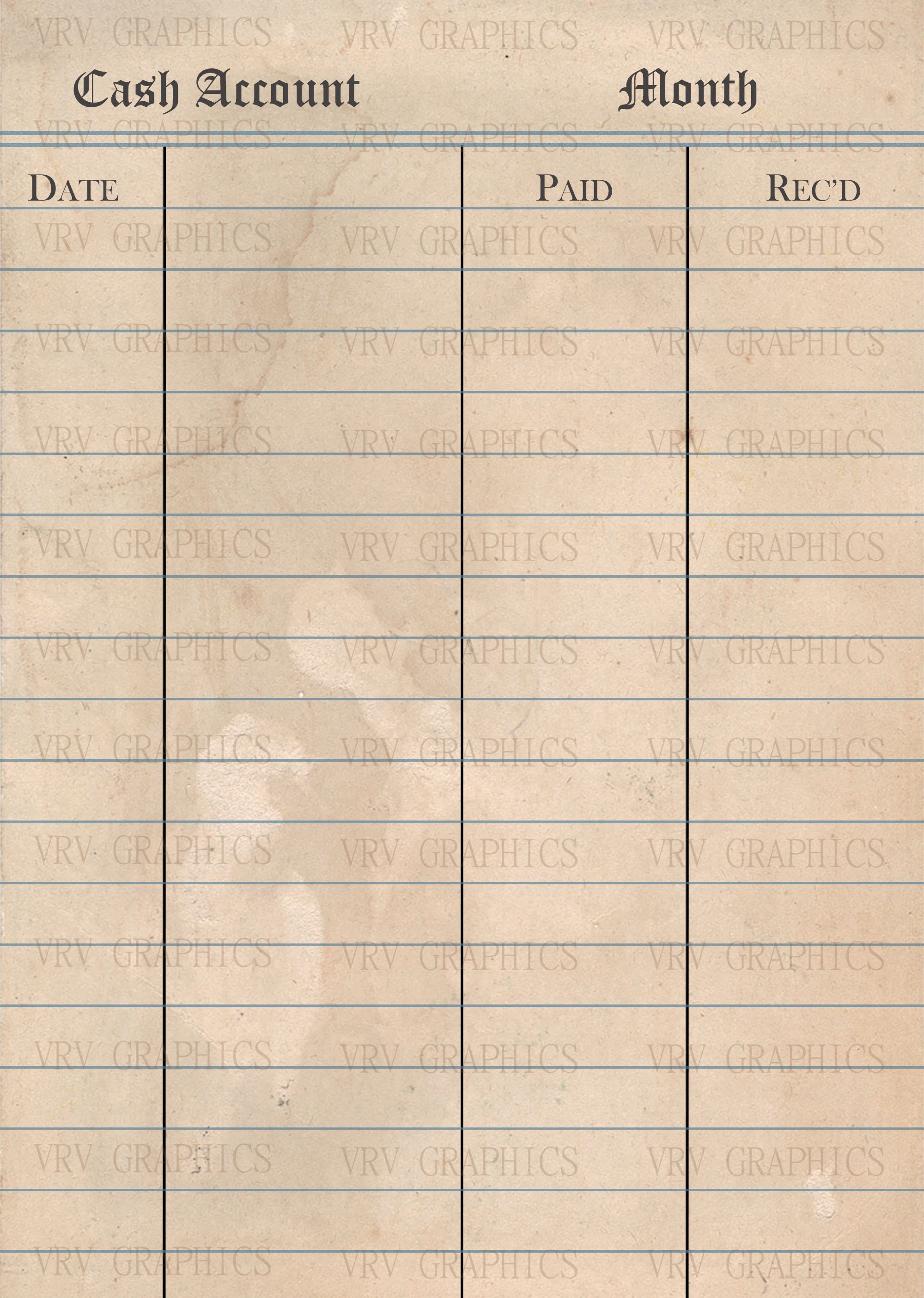 Vintage Cash Receipt Page Water Stained Grunge Junk Journaling ...