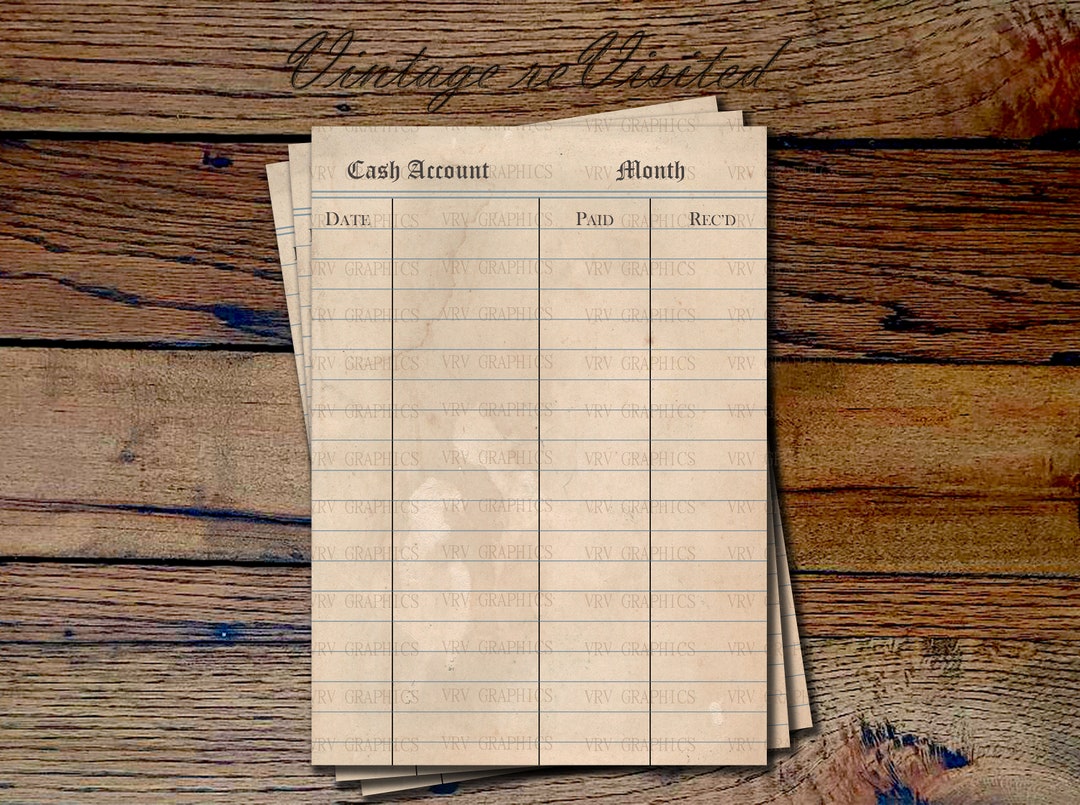 Vintage Cash Receipt Page Water Stained Grunge Junk Journaling ...