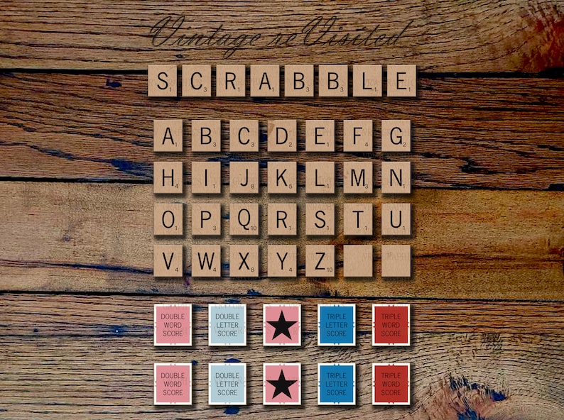 Scrabble Tile Game Pieces Collage .75 X .83 PNG - PSD - JPG Instant ...