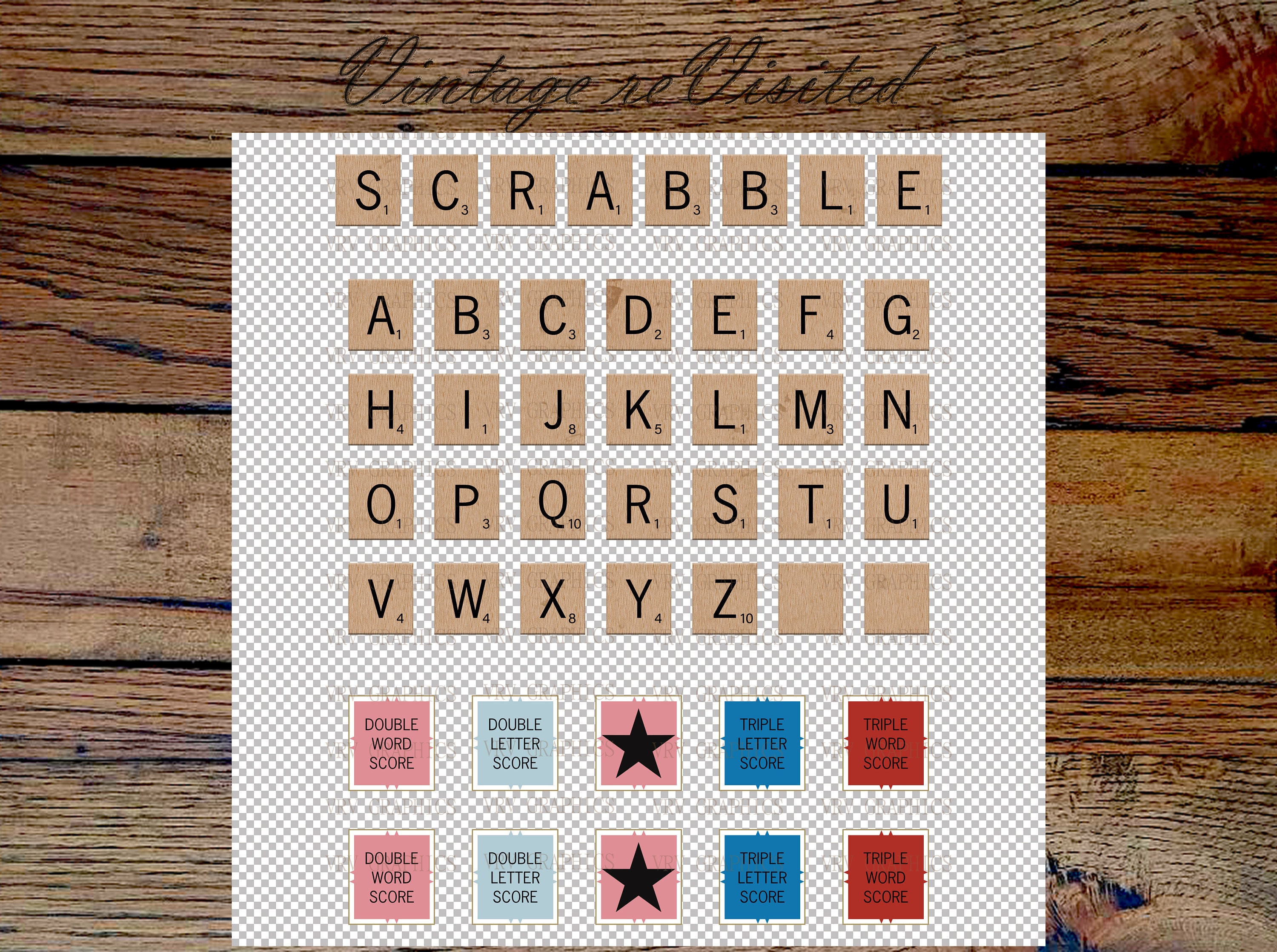 Scrabble Tile Game Pieces Collage .75 X .83 PNG - PSD - JPG Instant ...