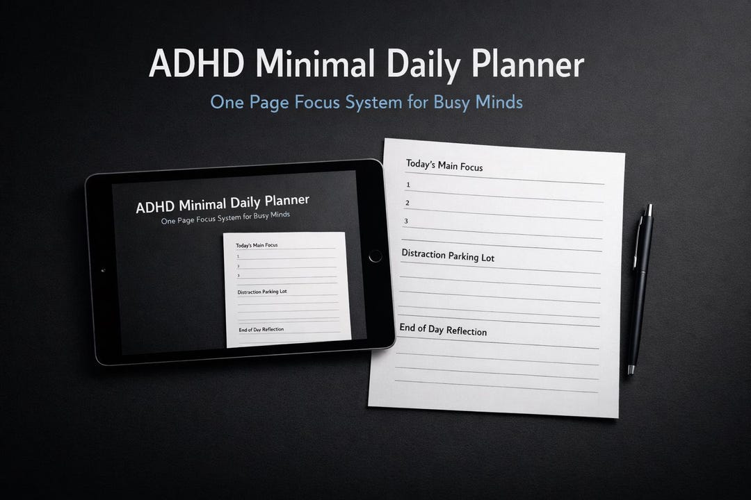 Focus Daily: Minimalist Digital Planner for Adults With ADHD – Editable ...