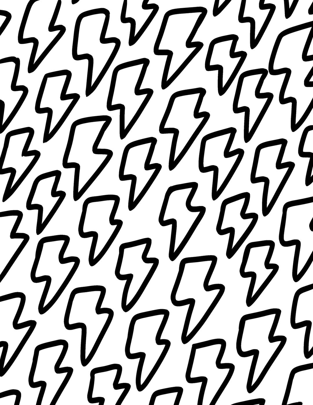 Retro Lightning Bolt Coloring Page | Bold Line Art Printable (PDF PNG ...