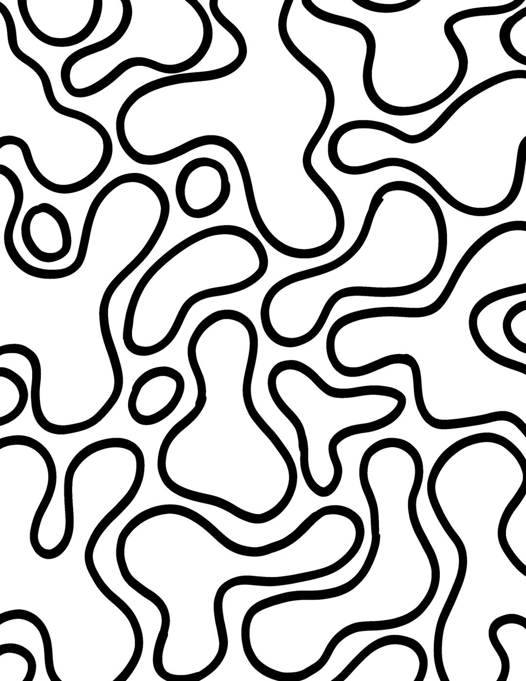 Retro Organic Blob Coloring Page | Bold Line Art Printable (PDF PNG) - Etsy