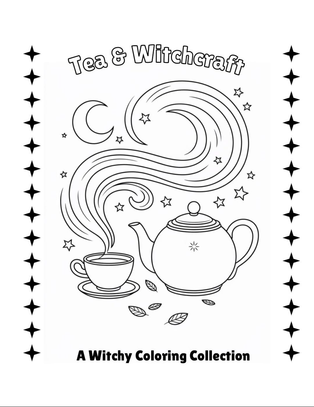 Witchy Tea Coloring Pages | Mystical Adult Designs (PDF PNG 10 Pages ...