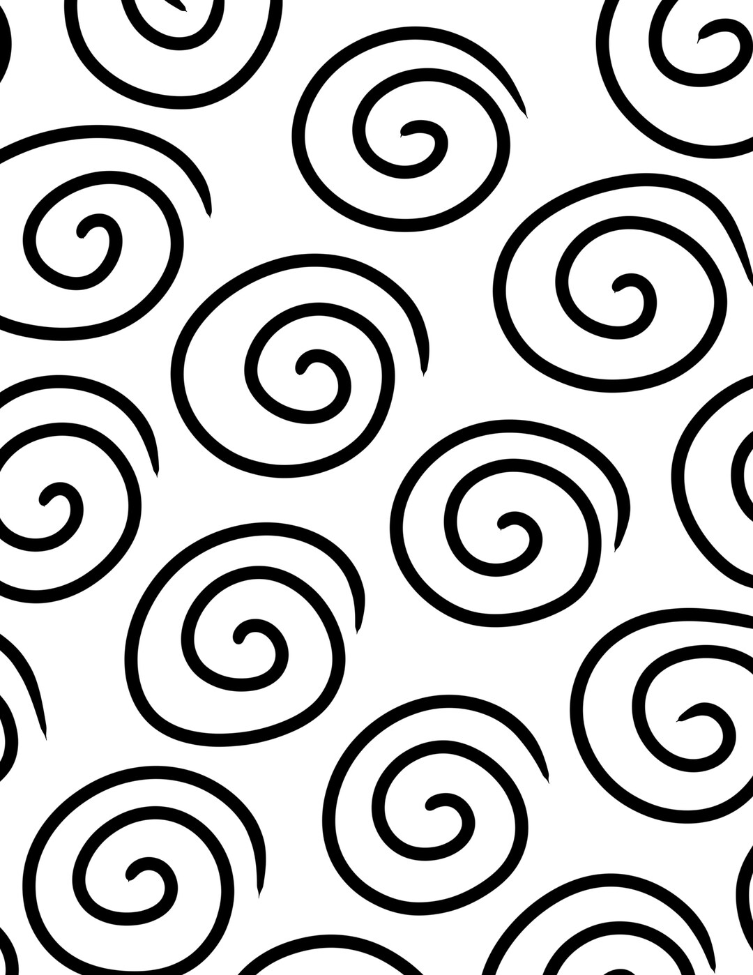 Spiral Pattern Coloring Page Printable | Simple Swirl Line Art PDF PNG ...
