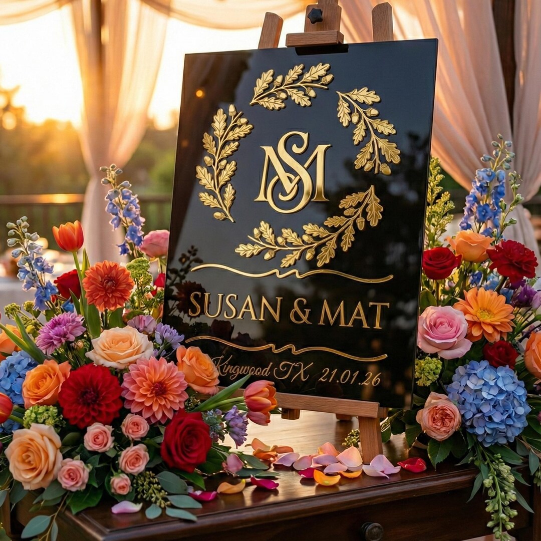 Personalized Wedding Welcome Sign, 3D Mirror Acrylic Sign, Custom Last ...