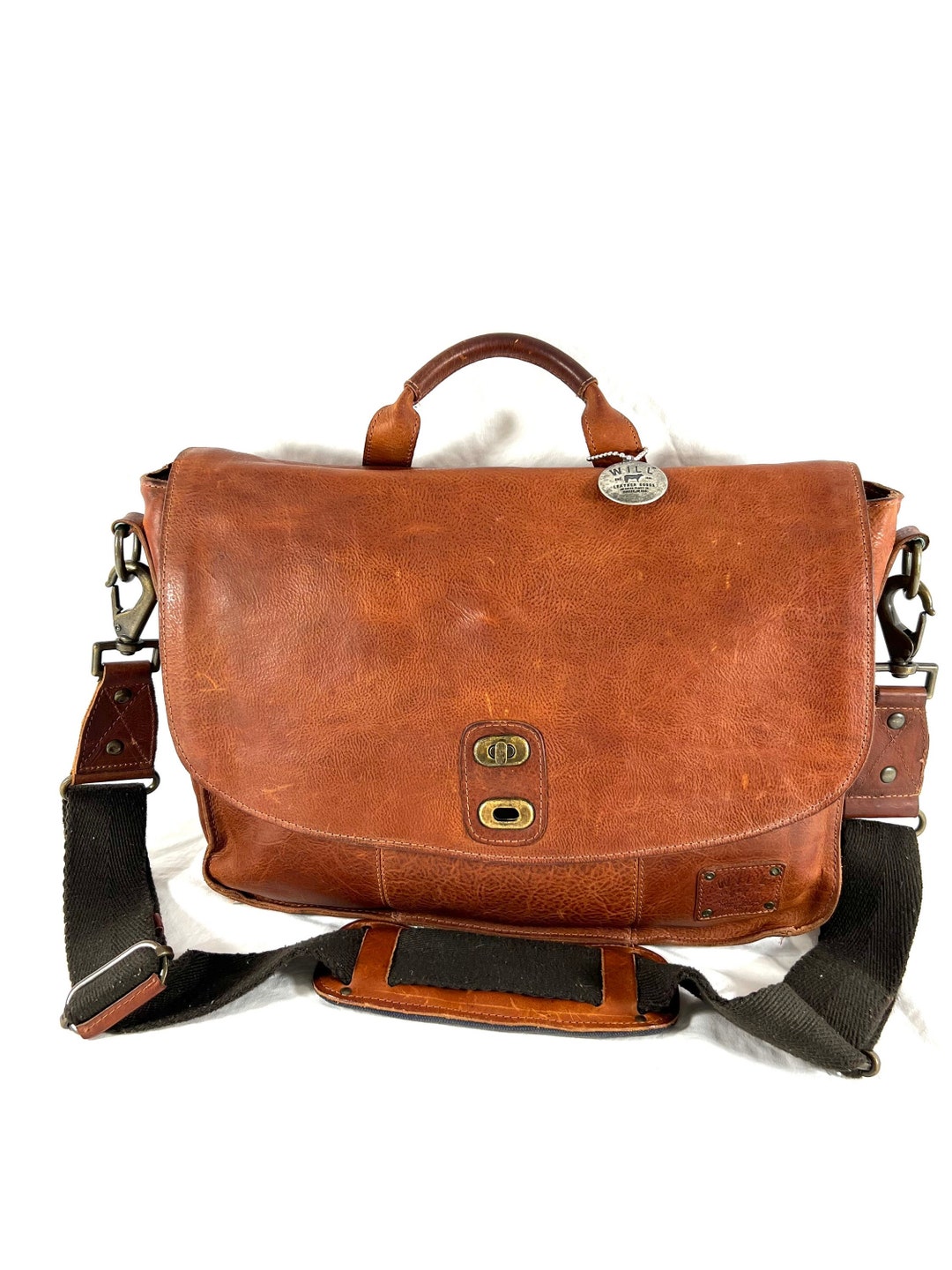 WILL LEATHER GOODS Brown Leather Men's Kent Messenger Bag - Etsy