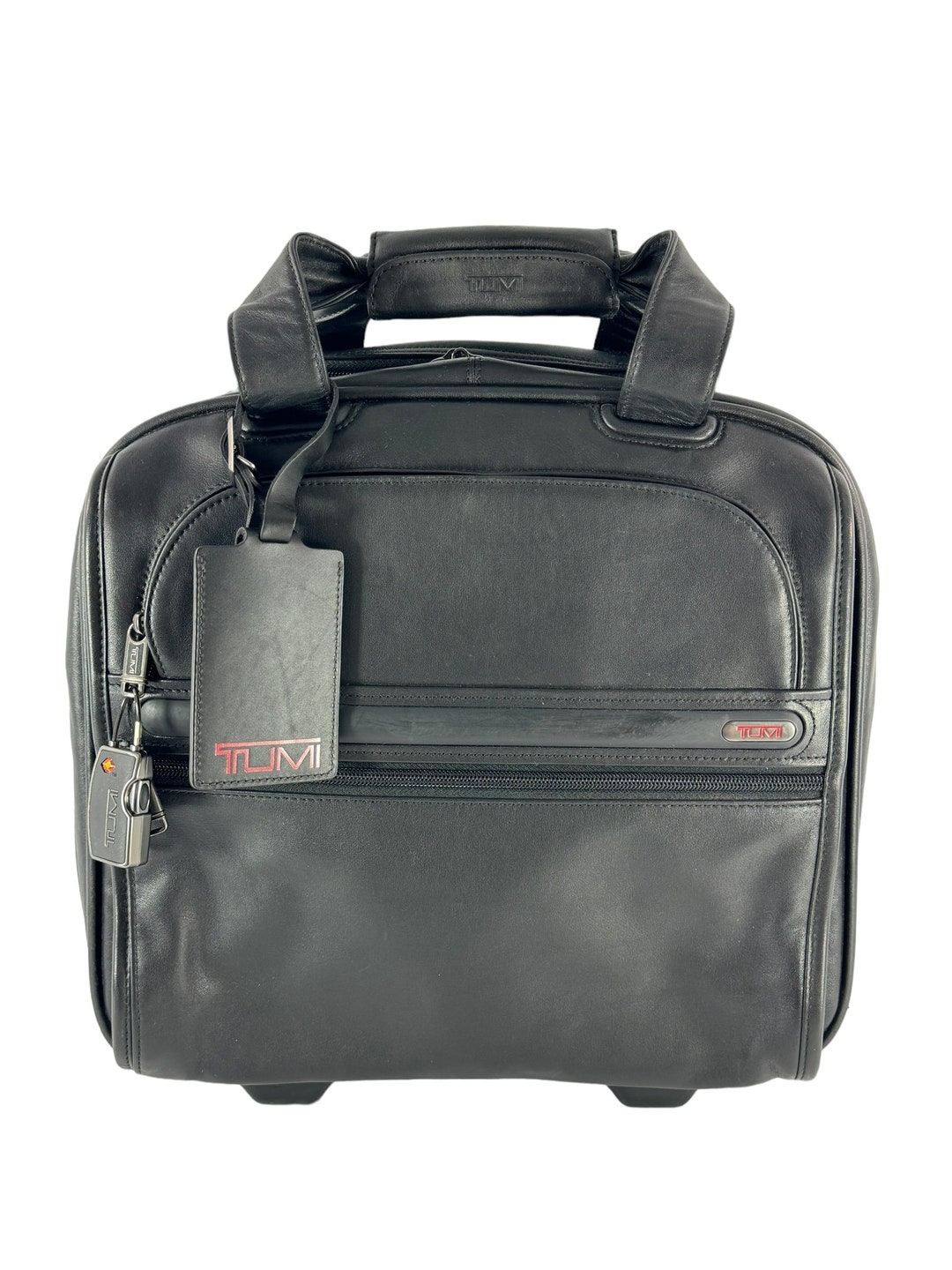 TUMI Black Leather Rolling Carry on Travel Bag Laptop Bag 92050D4 - Etsy