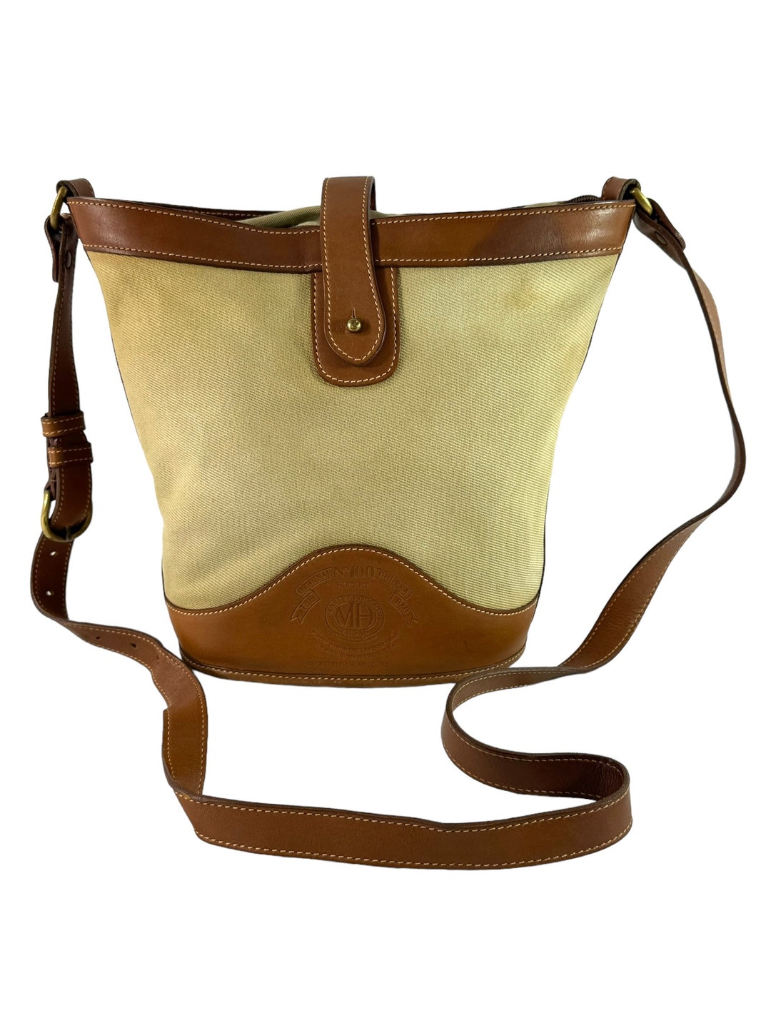 GHURKA No 100 Bucket Khaki Canvas & Brown Leather Crossbody Bag Made in ...