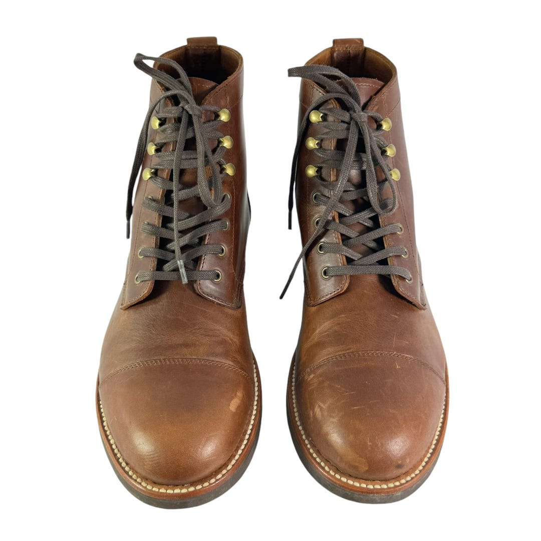 J.CREW Brown Leather Kenton Captoe Men's Ankle Boots 9.5 US - Etsy