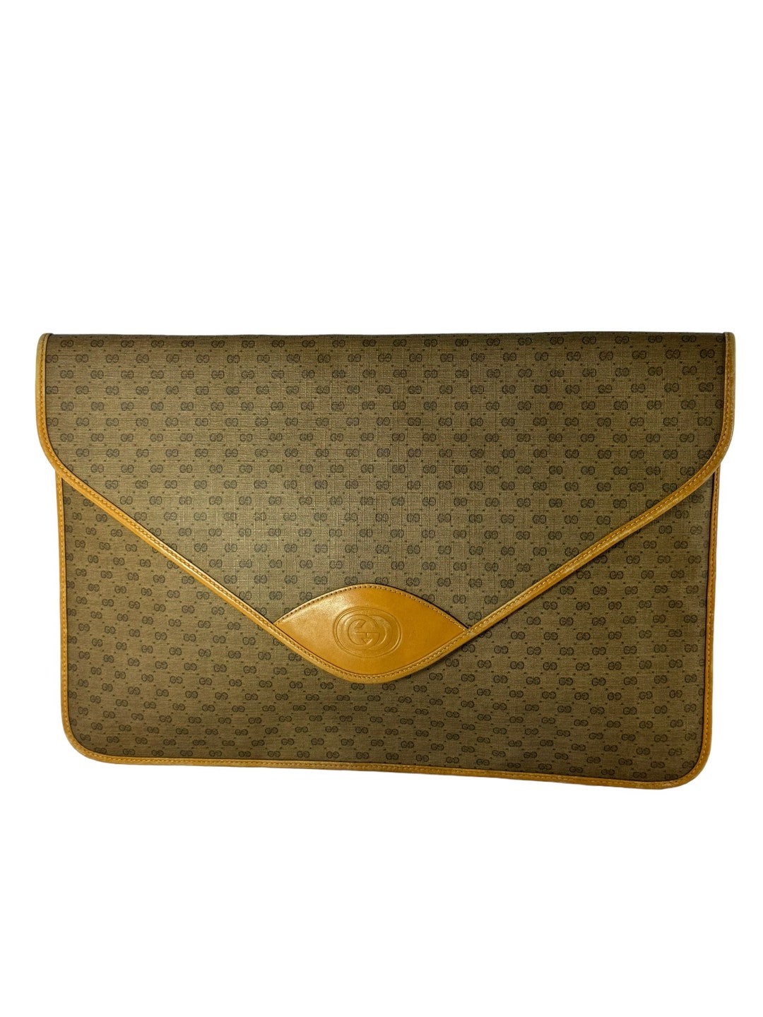 Vintage GUCCI Light Brown Canvas Supreme GG Envelope Clutch Bag Made in ...