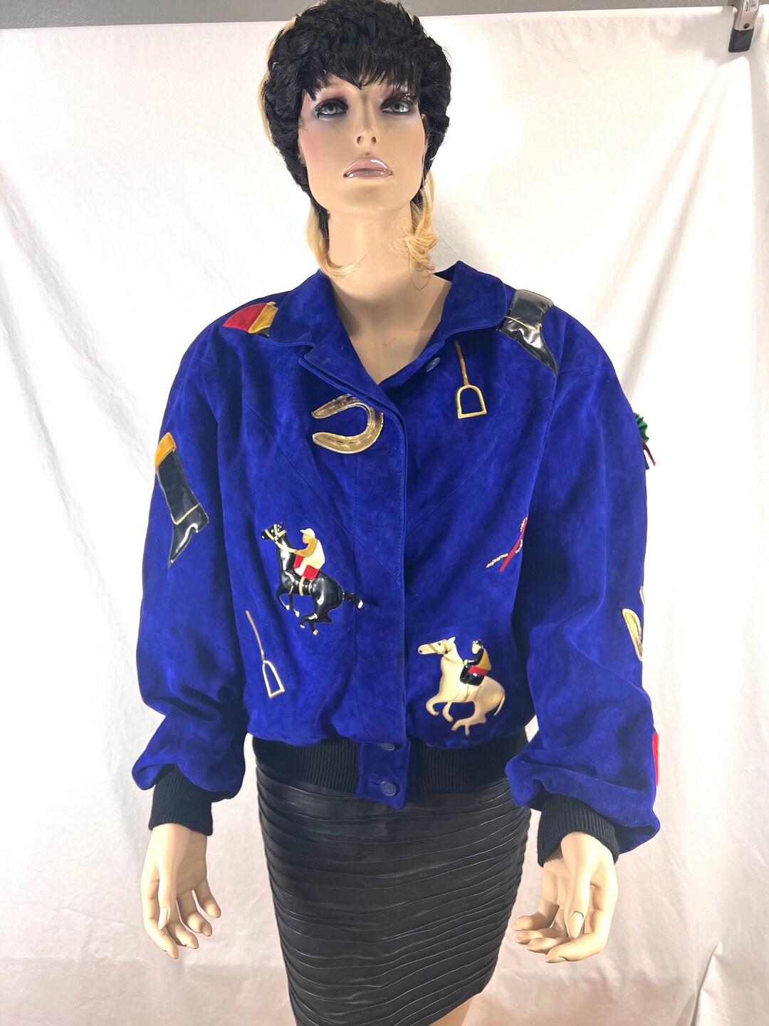 ANDREA PFISTER Amen Wardy Blue Equine Cowboy Bomber Jacket Made in ...