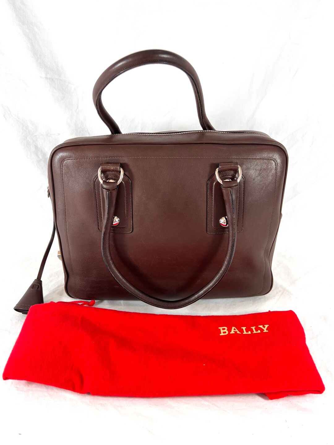 BALLY Vintage Authentic Brown Leather Satchel Tote Bag - Etsy