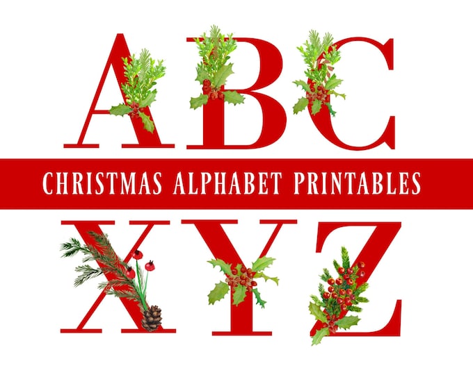Red Christmas Alphabet Clipart, Letters Clipart, Digital Download ...